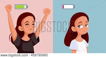 Energetic Vs Tired Vector & Photo (Free Trial) | Bigstock
