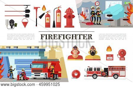 Flat Firefighting Vector & Photo (Free Trial) | Bigstock