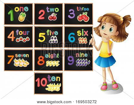 Little Girl Counting Vector & Photo (Free Trial) | Bigstock