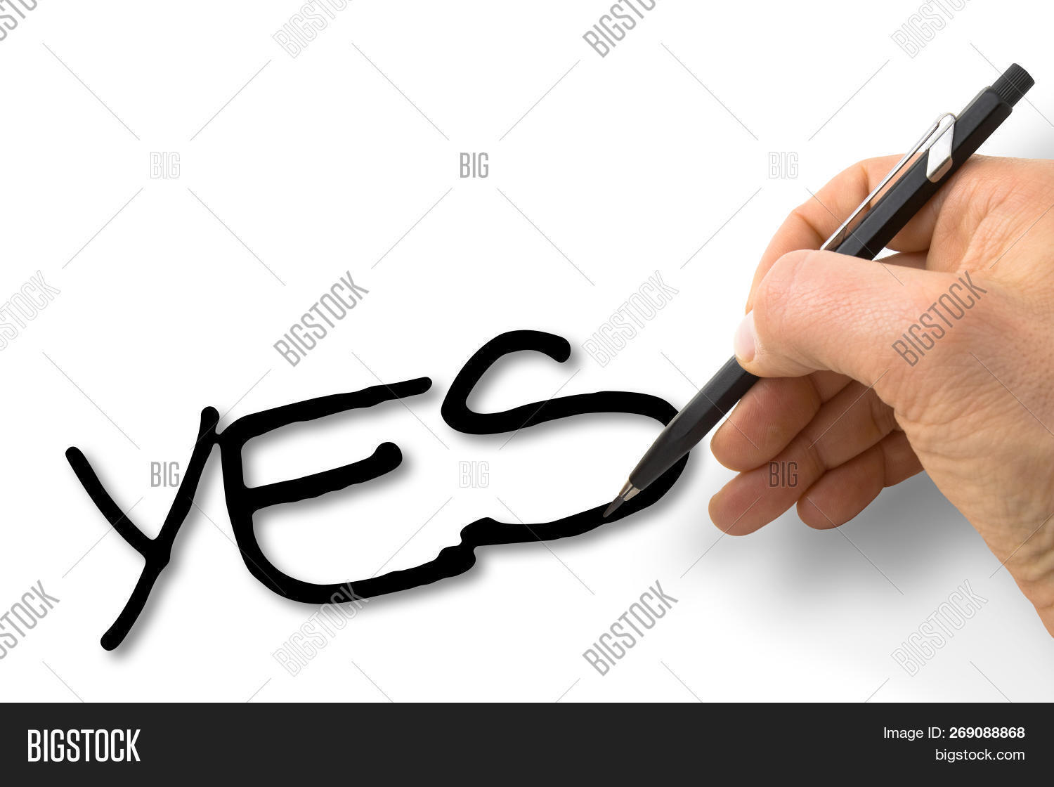 Male Hand Writing "yes Image & Photo (Free Trial) | Bigstock