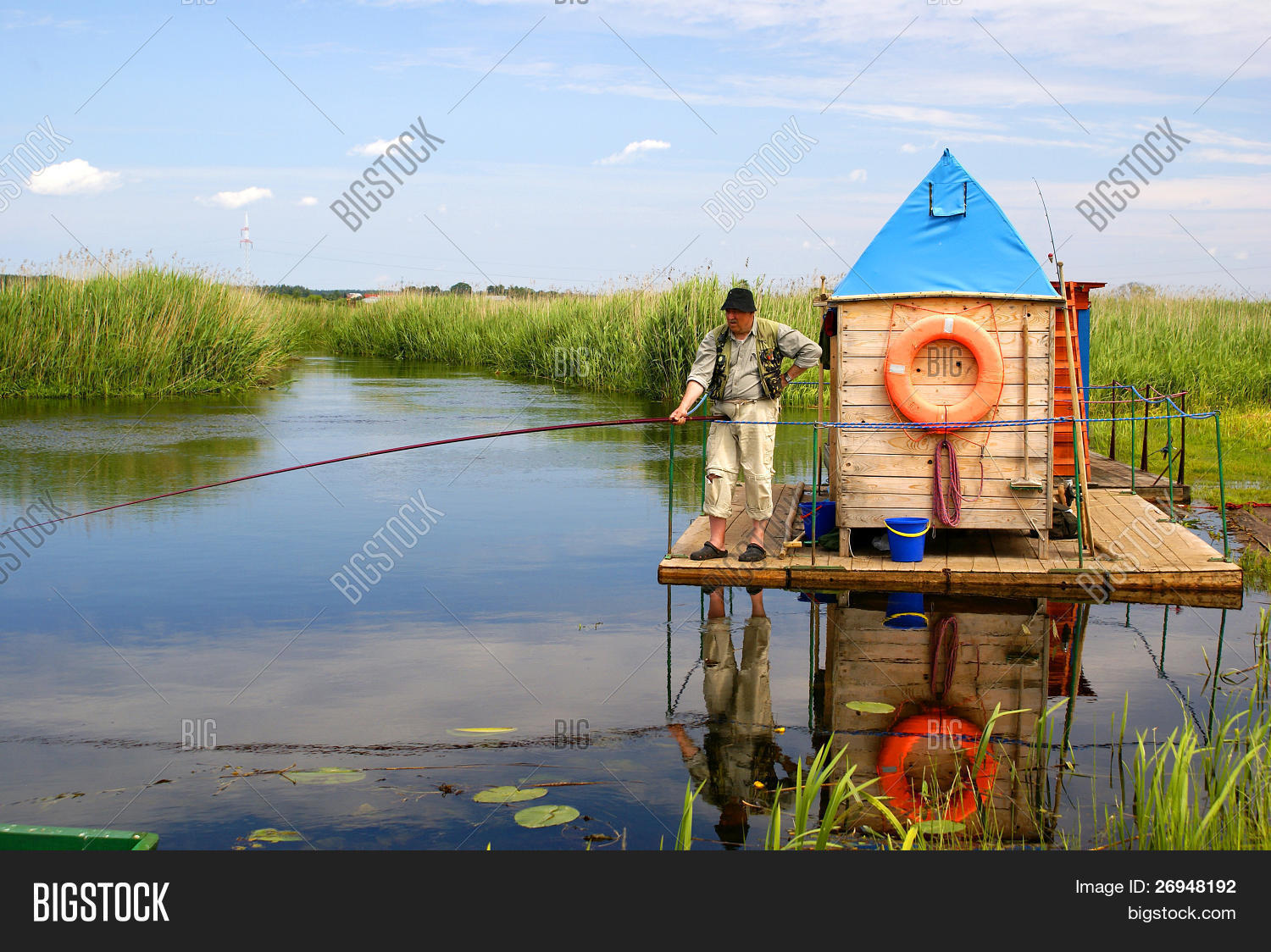 Fishing On Raft ( Image & Photo (Free Trial) | Bigstock