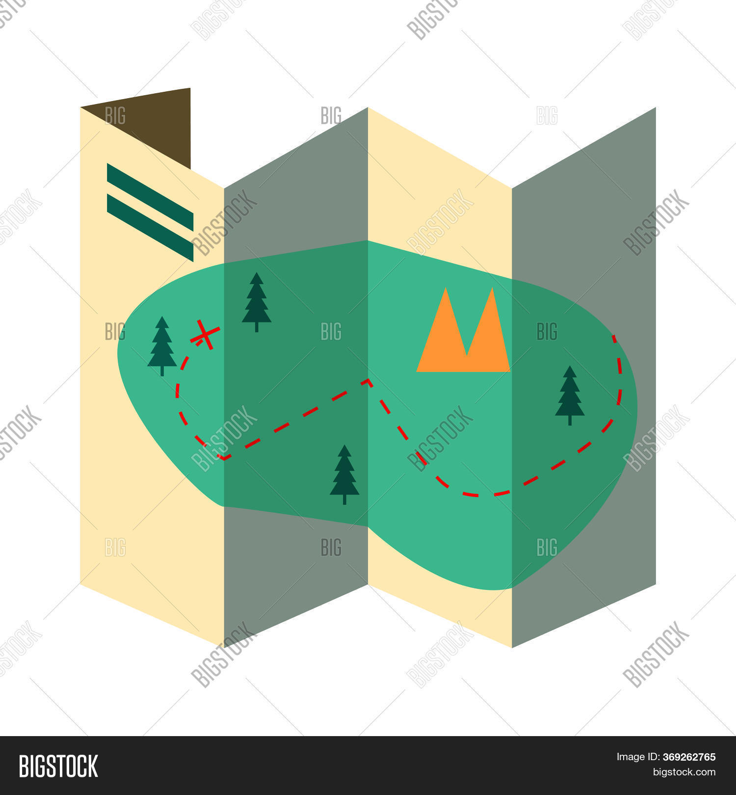 Paper Map. Route, Image & Photo (Free Trial) | Bigstock