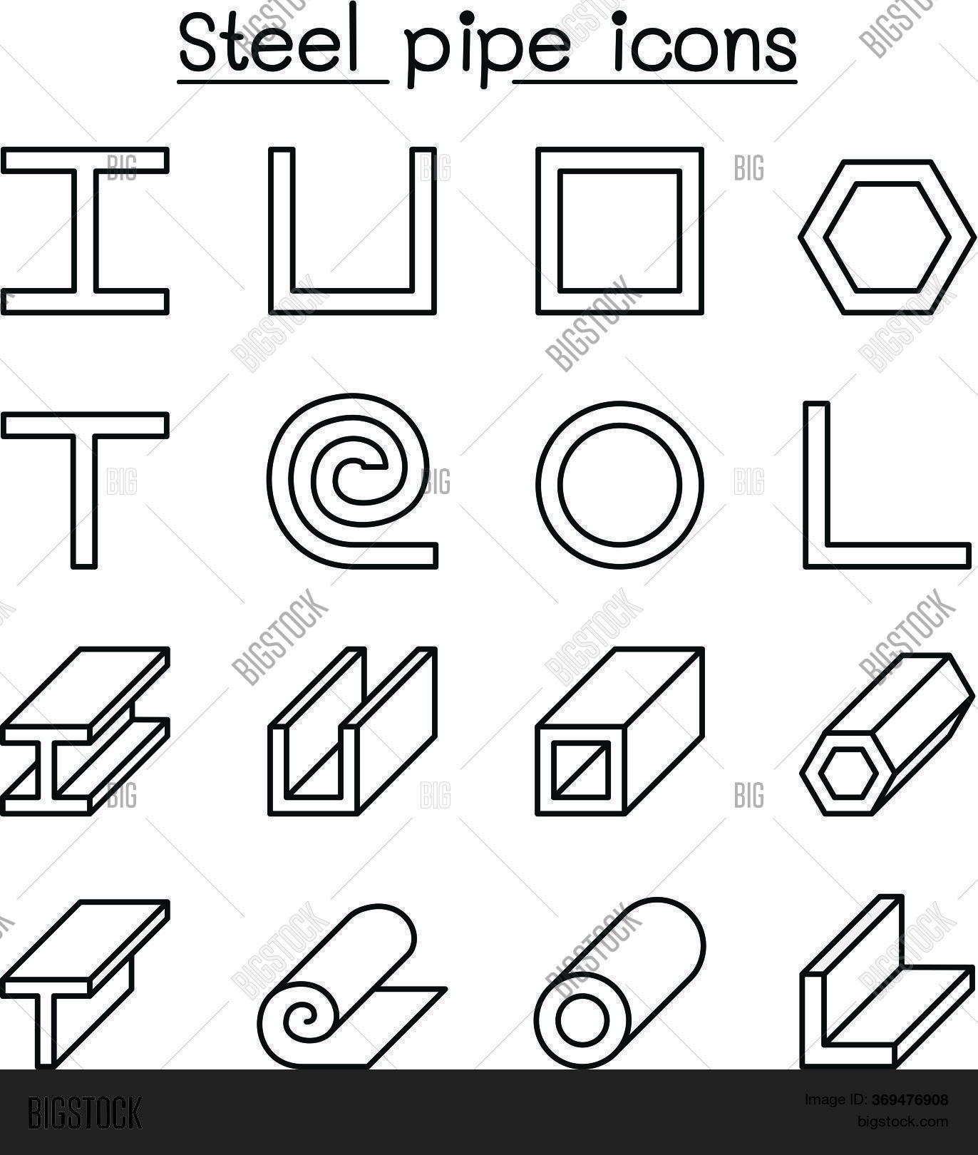 Steel Pipe Icons Set Vector & Photo (Free Trial) | Bigstock