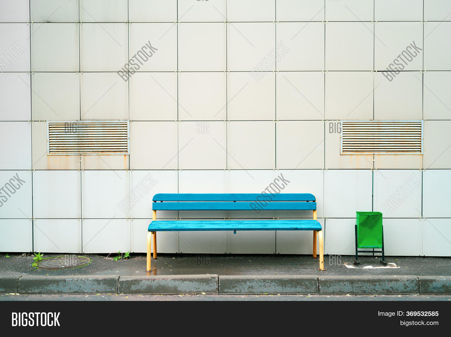 Wooden Blue Bench On Image & Photo (Free Trial) | Bigstock