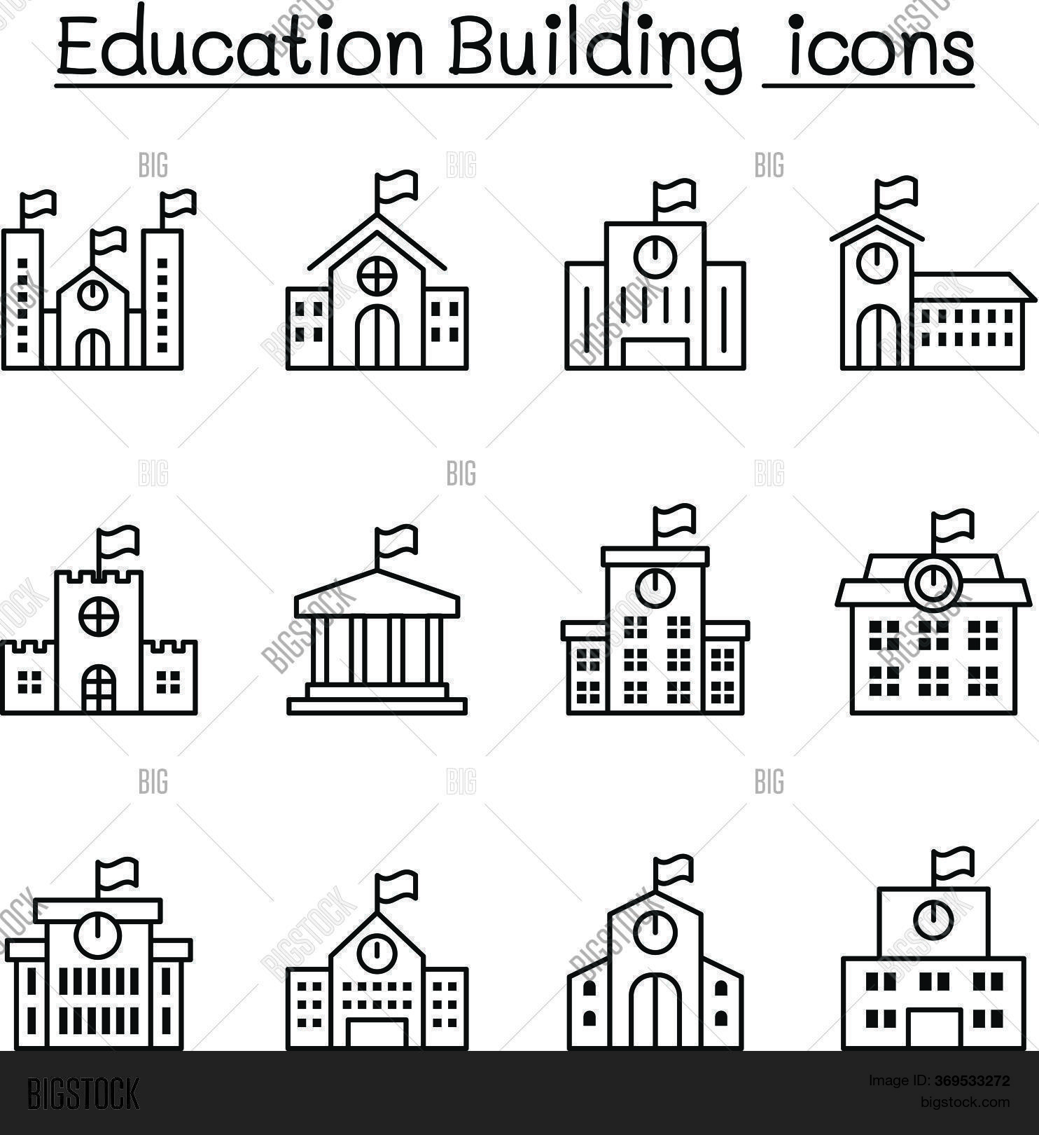 School Building Icon Vector & Photo (Free Trial) | Bigstock