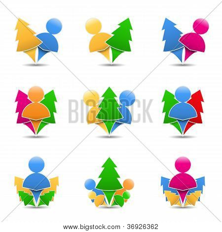 Trees Humans Icons Vector & Photo (Free Trial) | Bigstock
