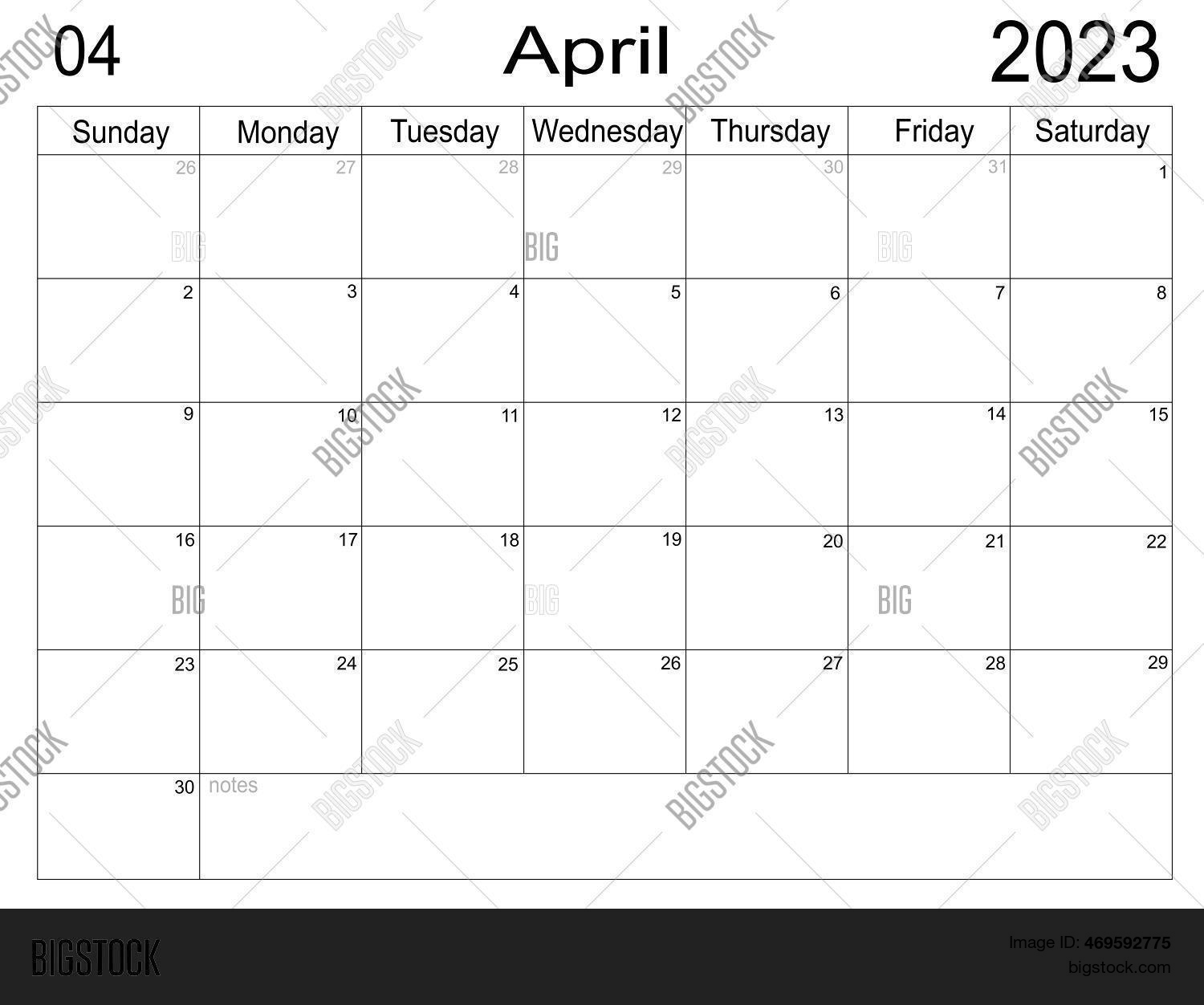 Planner April 2023. Image & Photo (Free Trial) | Bigstock