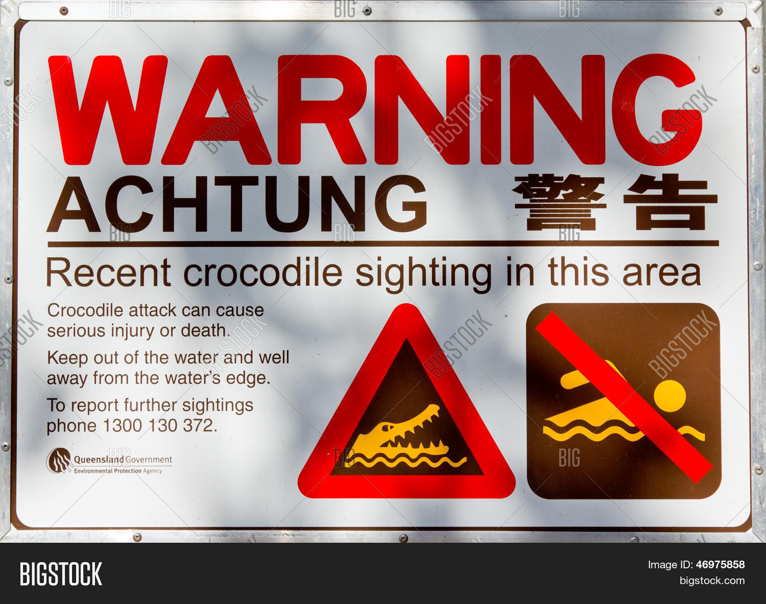 Crocodile Warning Sign Image & Photo (Free Trial) | Bigstock