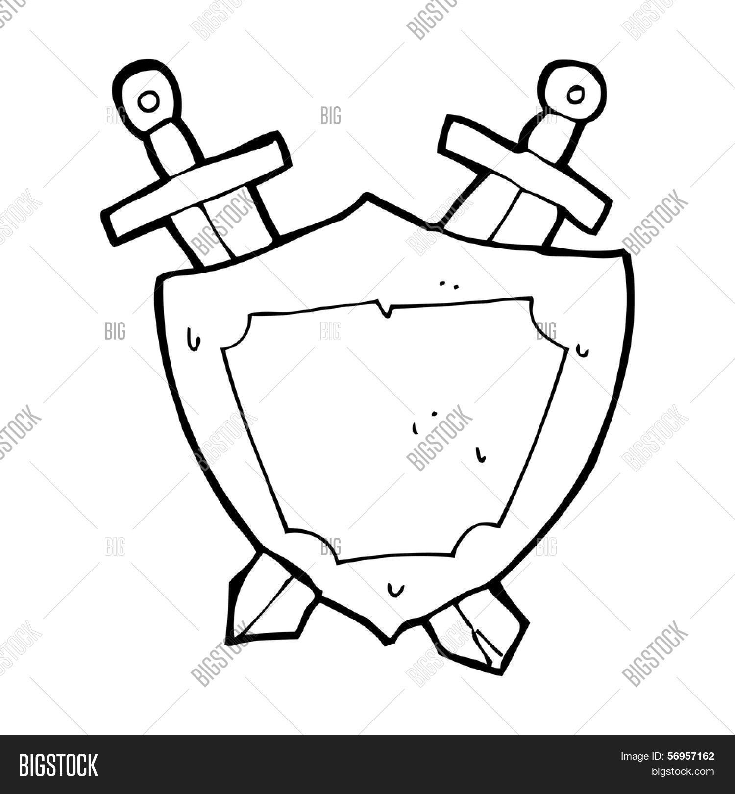 Cartoon Shield Swords Vector & Photo (Free Trial) | Bigstock