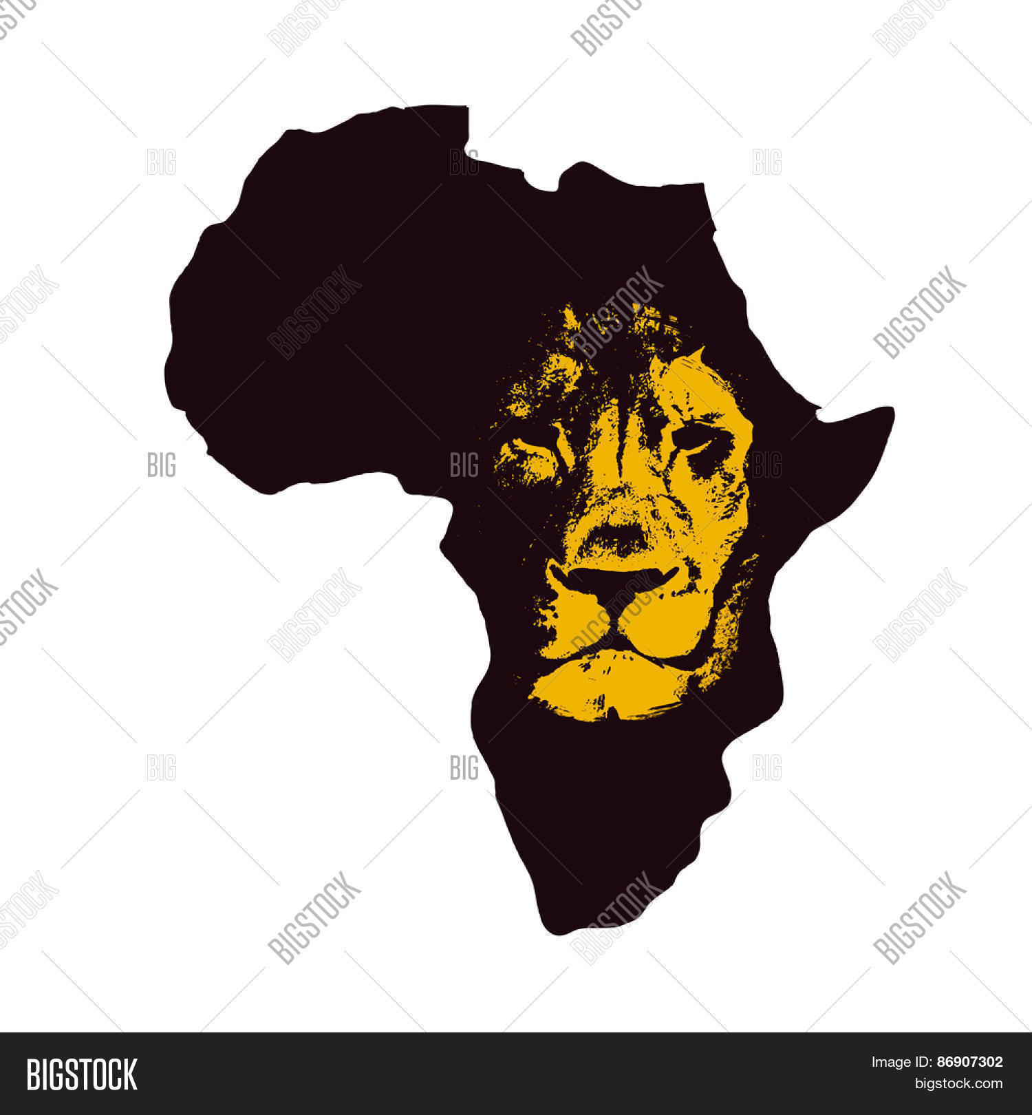 Africa Map Lion Head Vector & Photo (Free Trial) | Bigstock
