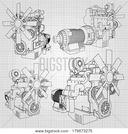 Big Diesel Engine Vector & Photo (Free Trial) | Bigstock