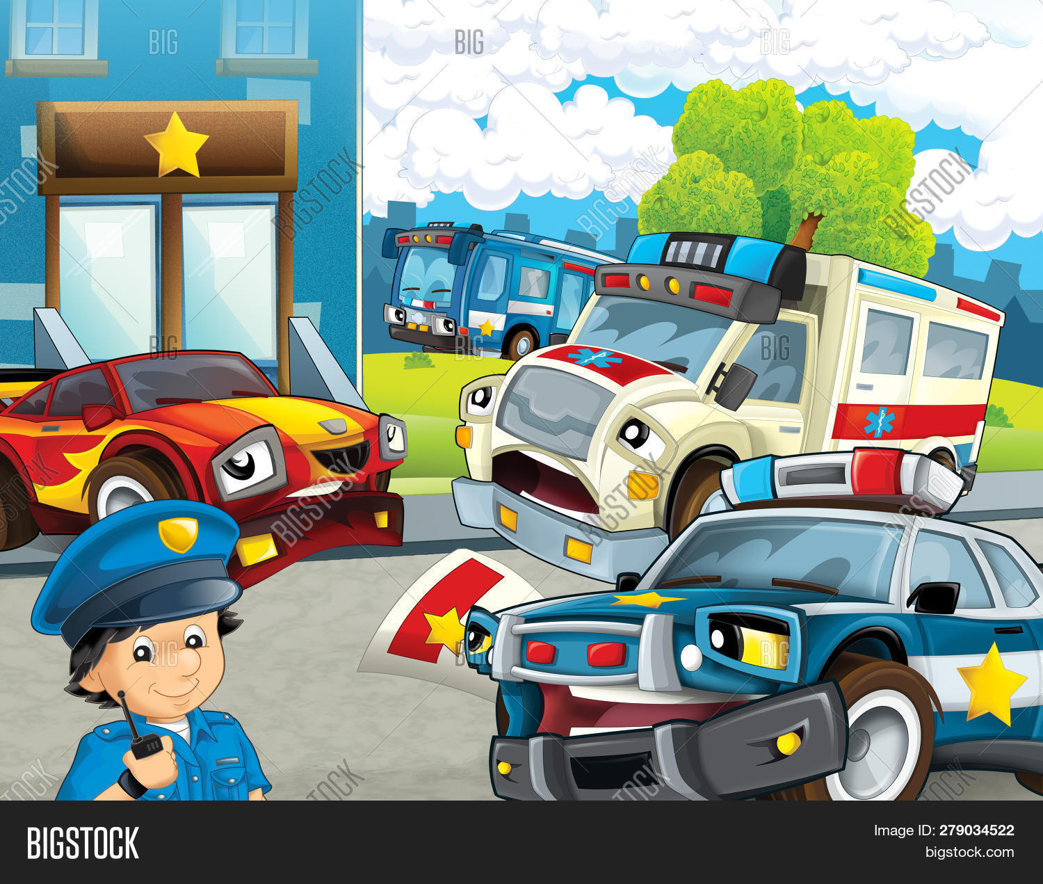 Cartoon Police Car Chase