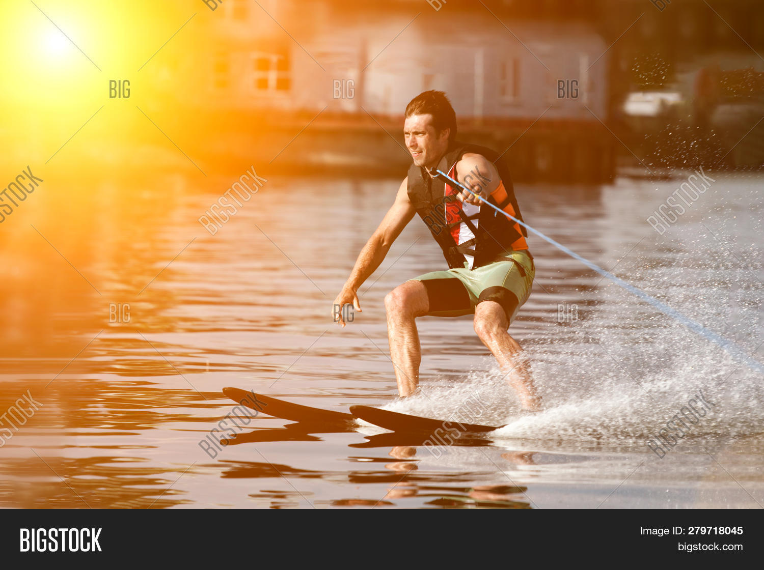 Happy Man Waterskiing Image & Photo (Free Trial) | Bigstock