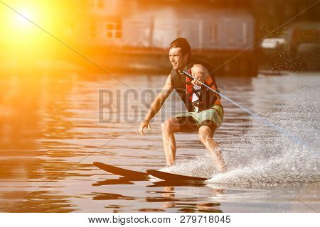 Happy Man Waterskiing Image & Photo (Free Trial) | Bigstock