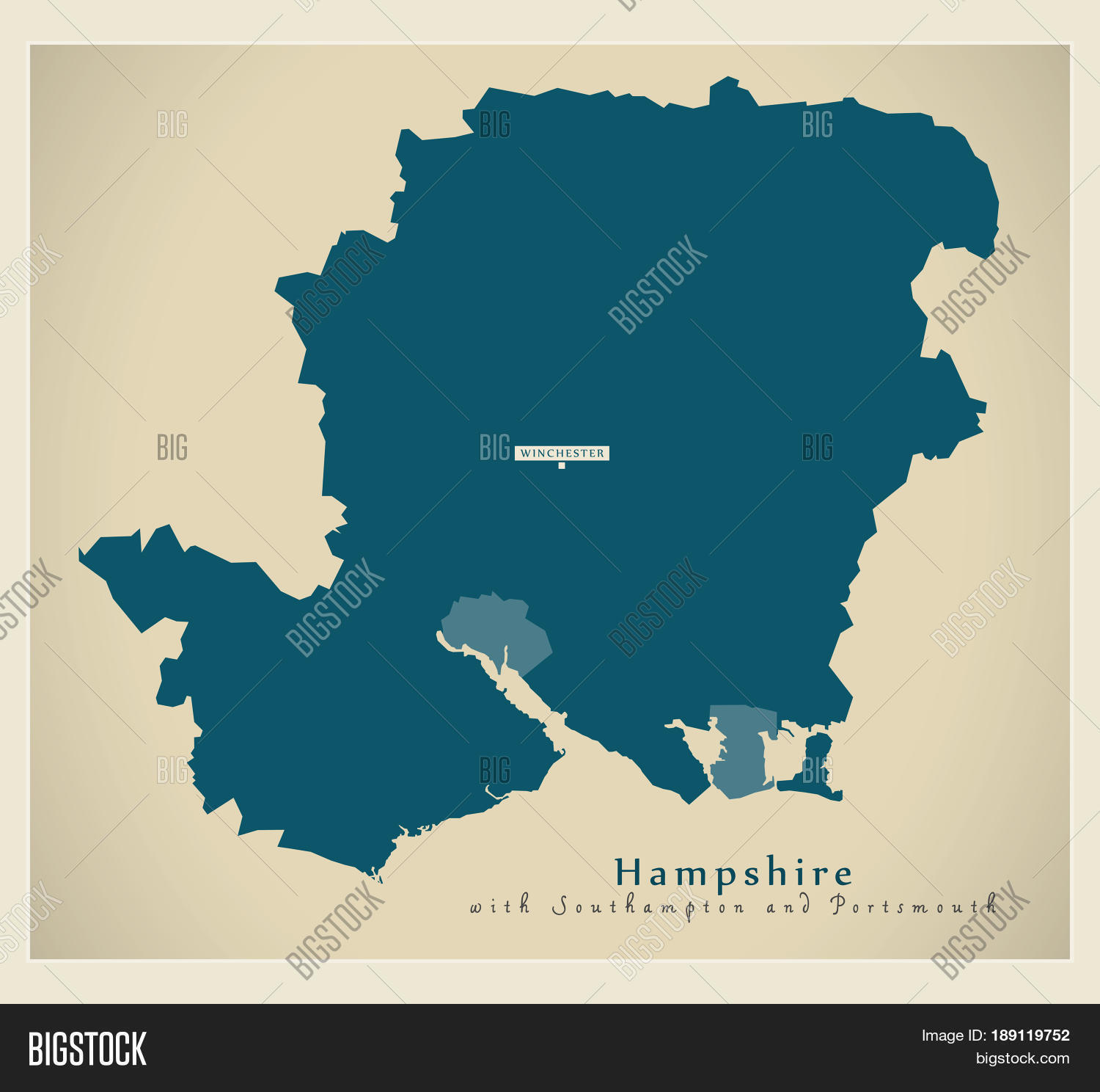 Modern Map - Hampshire Image & Photo (Free Trial) | Bigstock