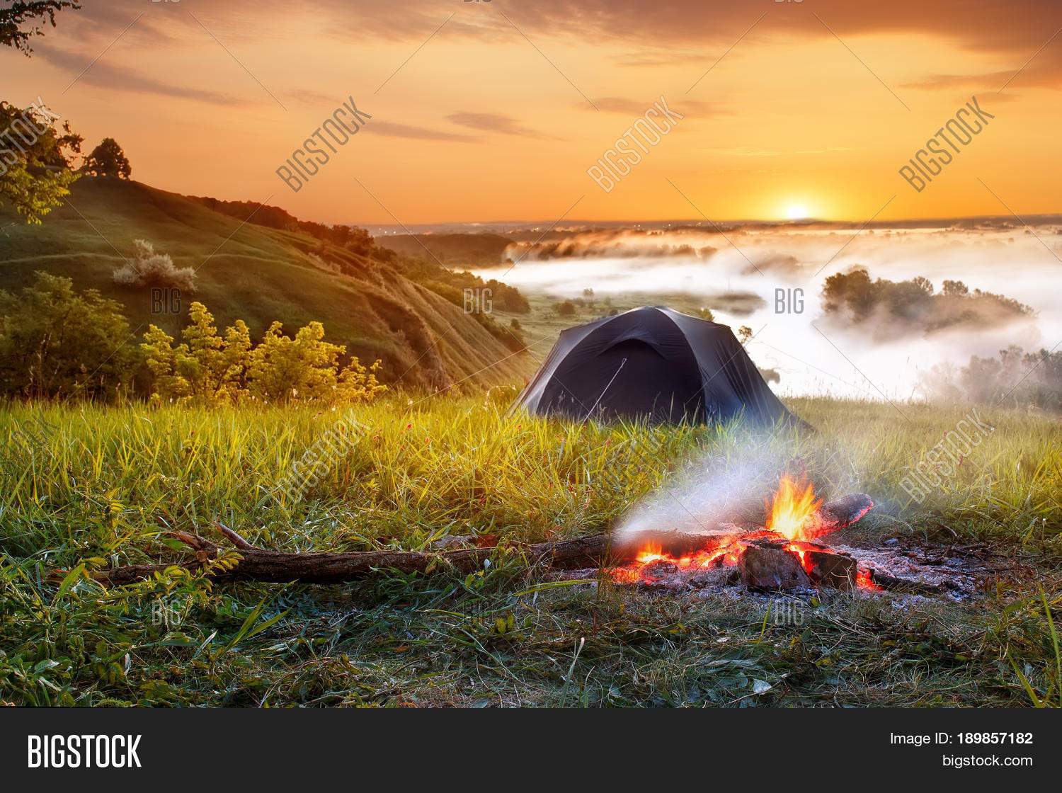 Campfire Tent Sunrise Image & Photo (Free Trial) | Bigstock