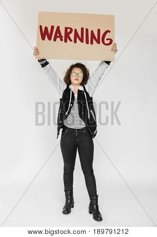 Woman Hold Caution Image & Photo (Free Trial) | Bigstock