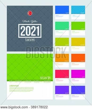 Linear Calendar 2021 Vector & Photo (Free Trial) | Bigstock
