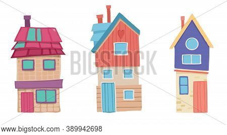 Cute Cartoon Houses Vector & Photo (Free Trial) | Bigstock