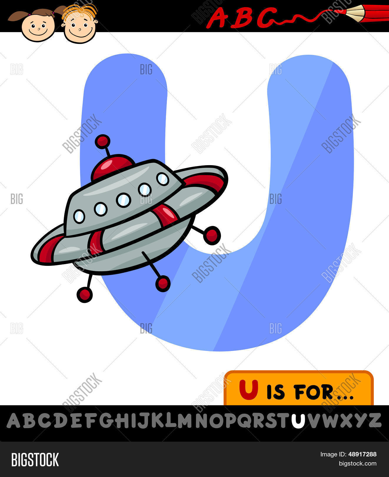 Letter U Ufo Cartoon Vector & Photo (Free Trial) | Bigstock