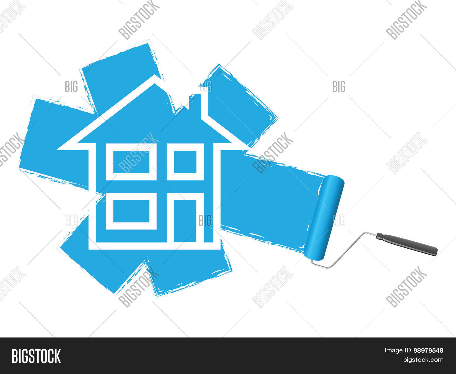 Blue Paint Roller Vector & Photo (Free Trial) | Bigstock