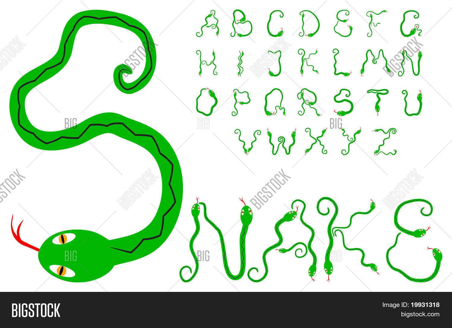 Snake Alphabet Vector & Photo (Free Trial) | Bigstock
