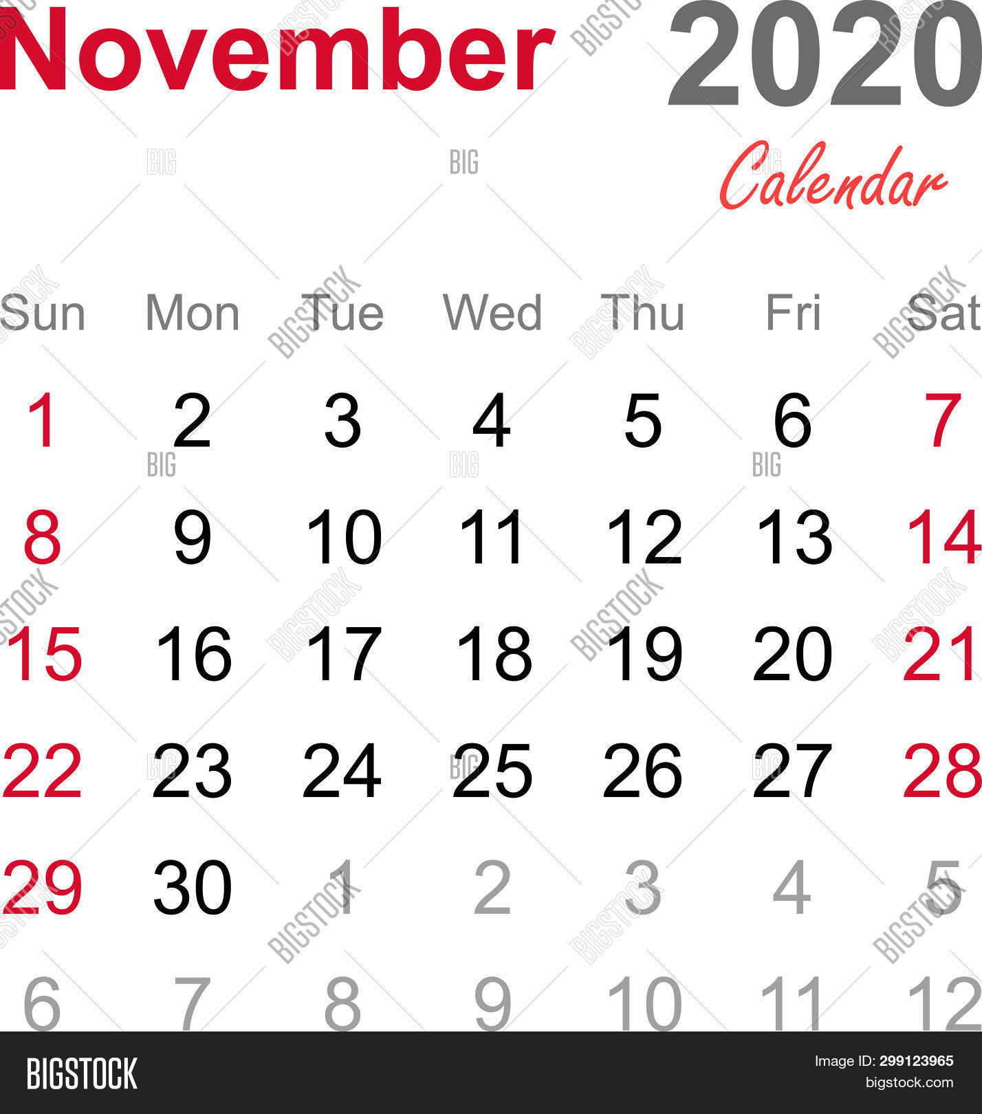 November 2020 Vector & Photo (Free Trial) | Bigstock