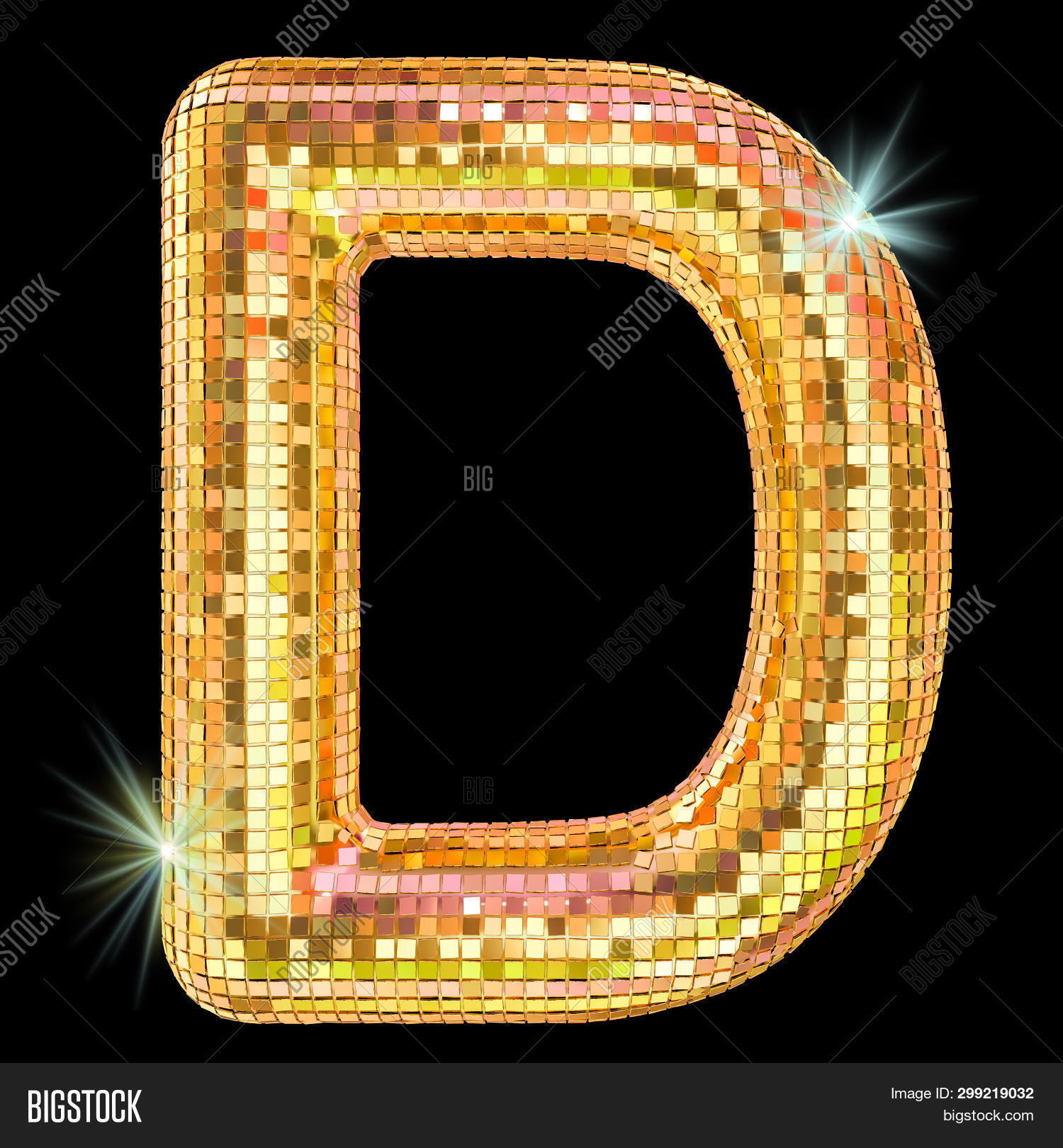 The Letter D In Gold Glitter