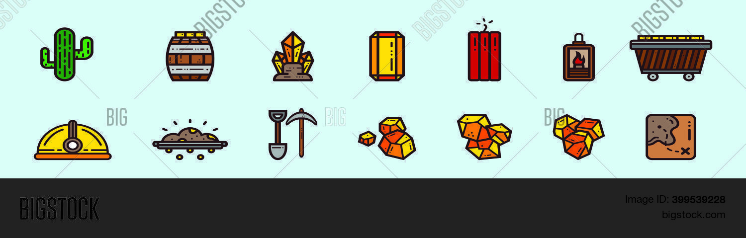 Set Gold Rush Cartoon Vector & Photo (Free Trial) | Bigstock