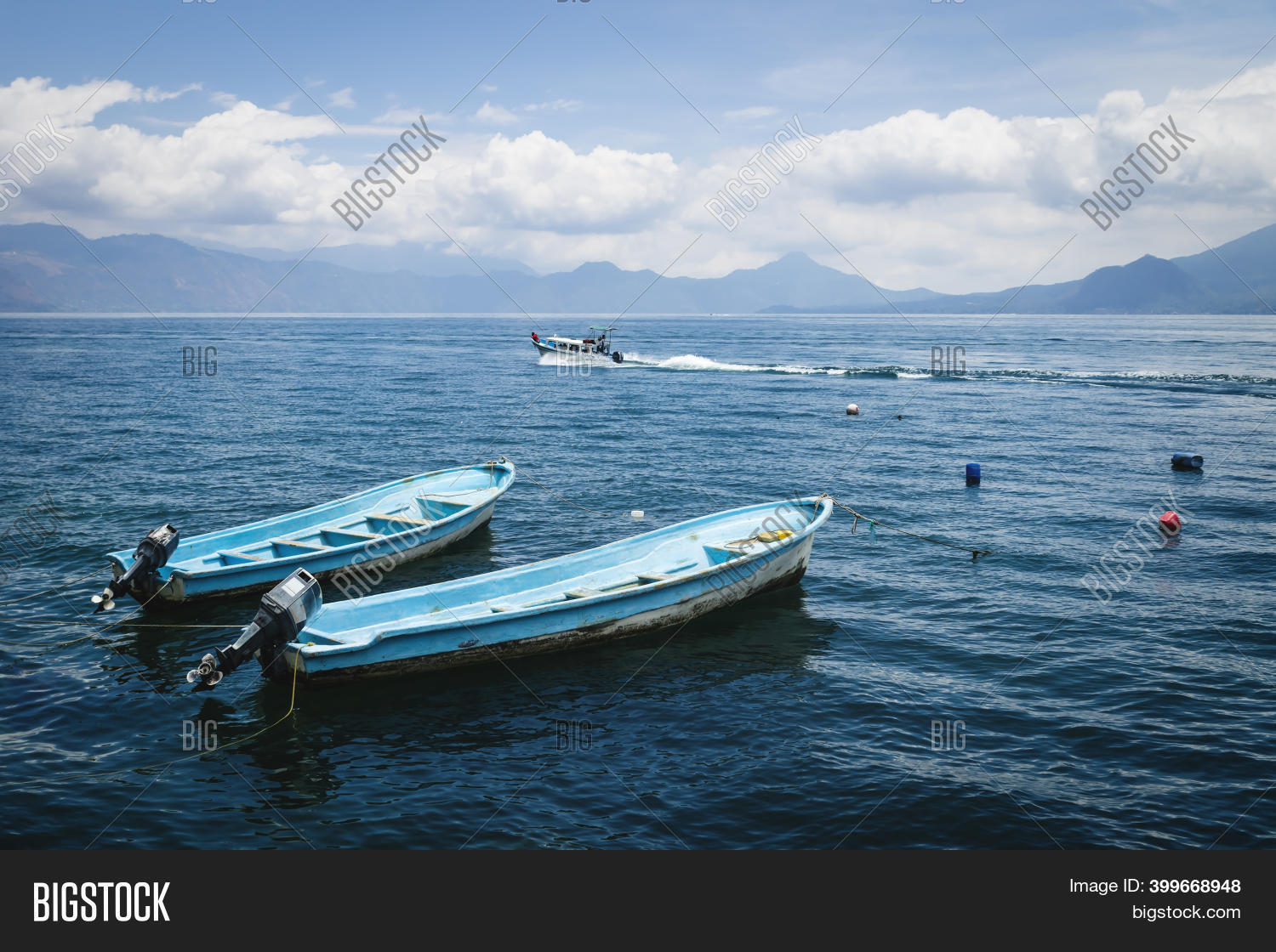 Two Blue Boats On Dark Image & Photo (Free Trial) | Bigstock