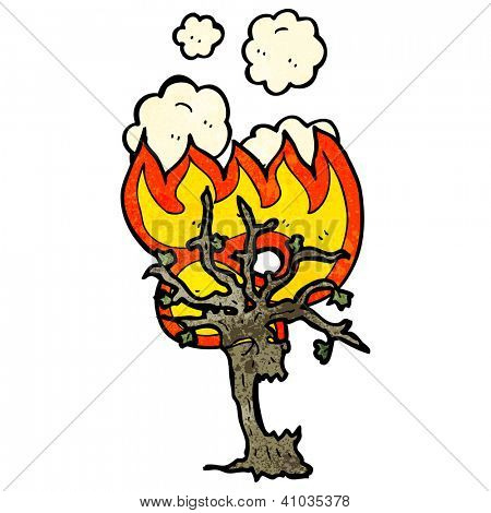 Cartoon Spooky Tree On Fire Vector & Photo | Bigstock