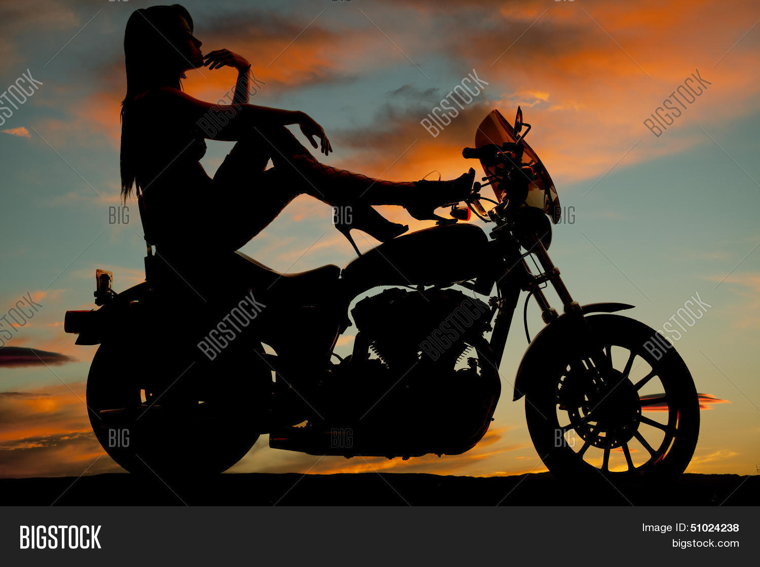 Silhouette Woman Motorcycle Heels Image & Photo | Bigstock