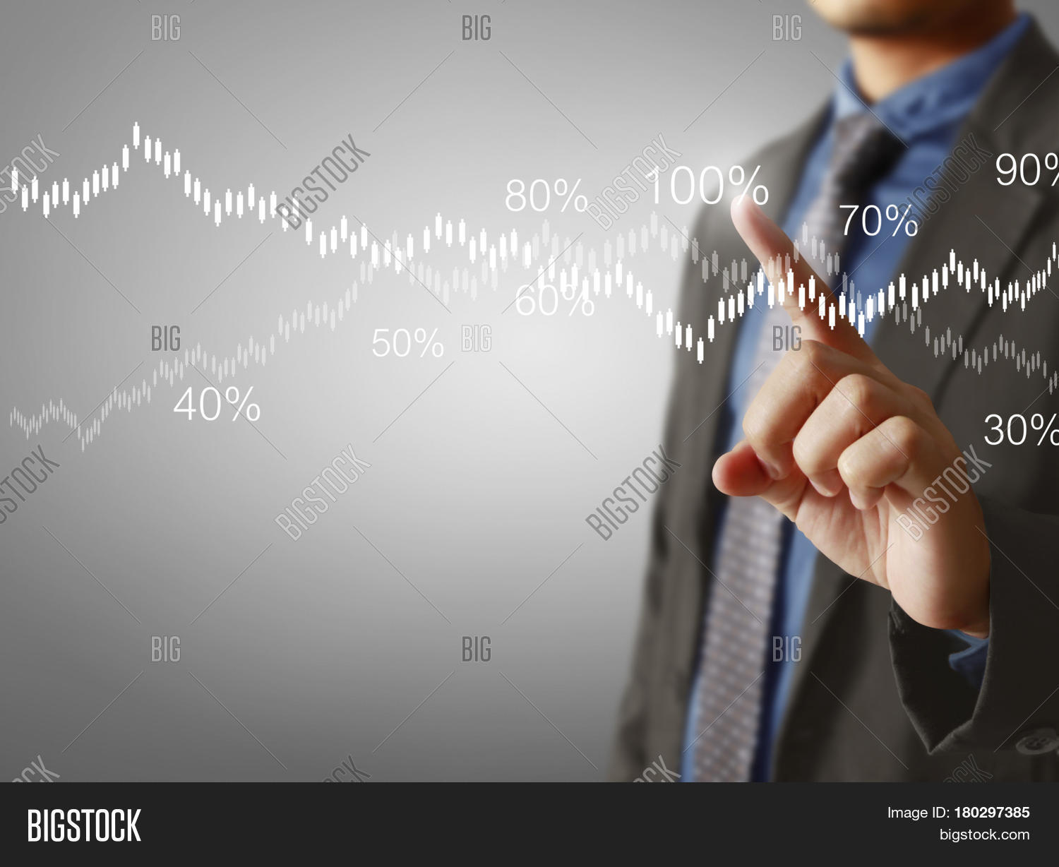 businessman with financial symbols coming from hand Stock Photo & Stock ...