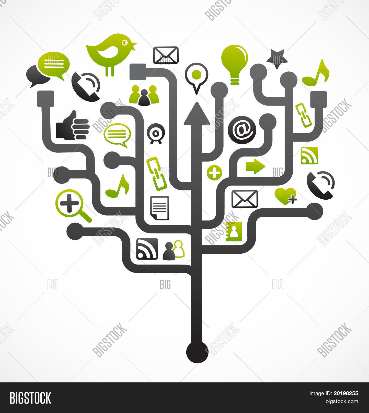 Social network tree with media icons Stock Vector & Stock Photos | Bigstock