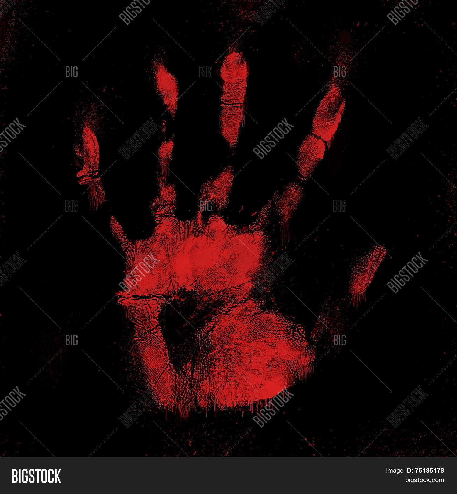 Scary Bloody Hand Print On Black Image & Photo | Bigstock