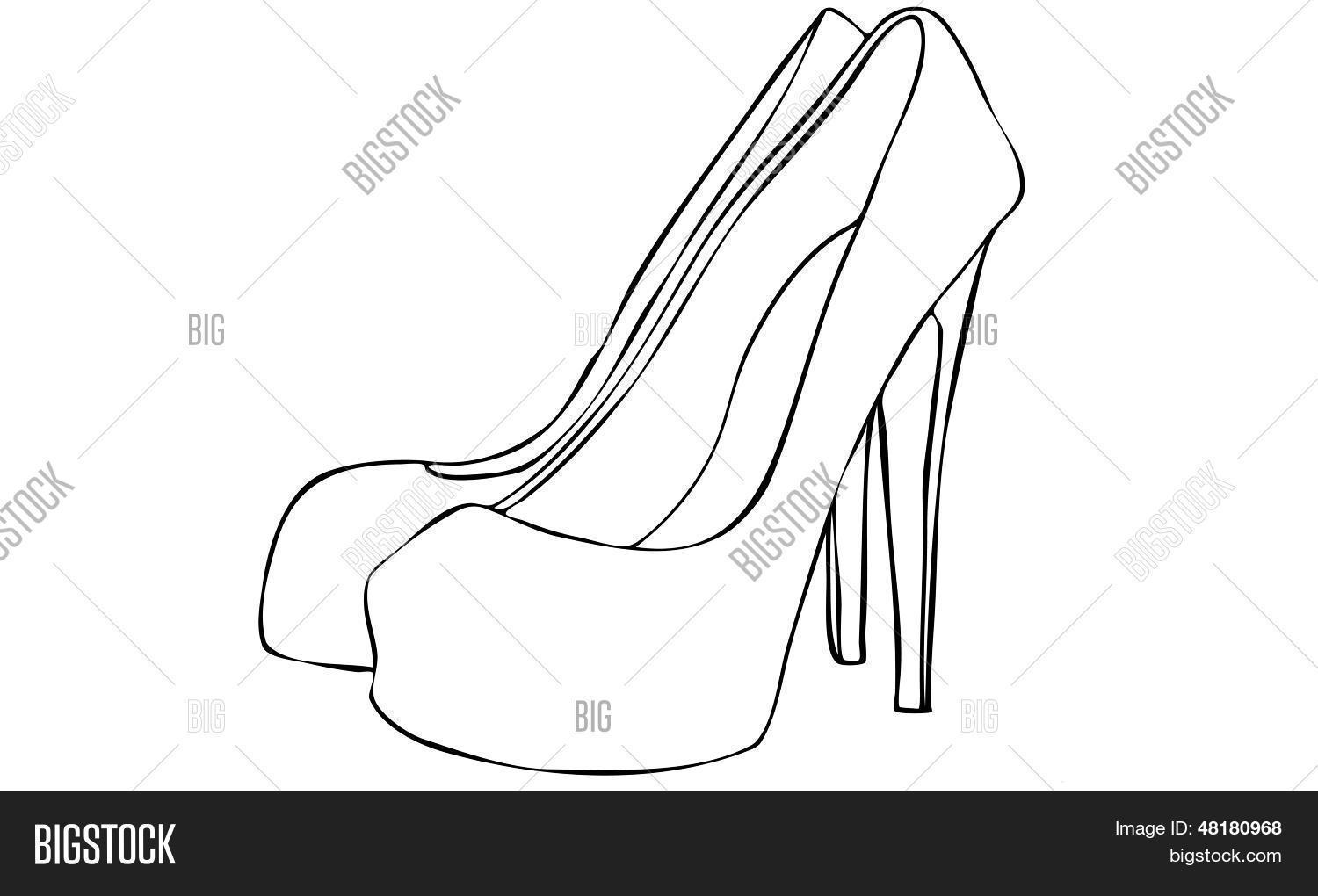 Isolated Vector Sketch of Women's High Heel Stiletto Shoes Stock Vector ...