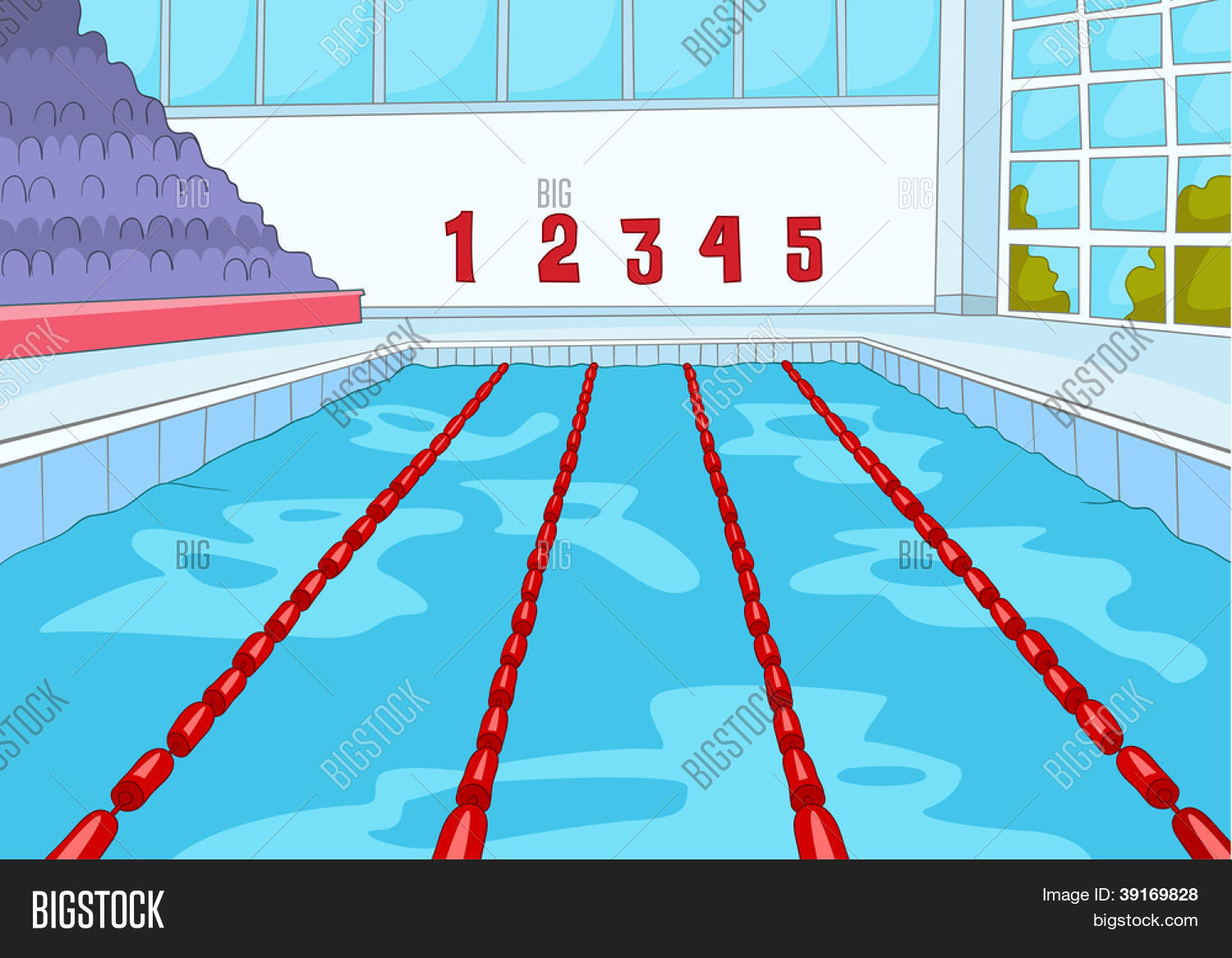 Swimming Pool. Cartoon Background Vector & Photo | Bigstock
