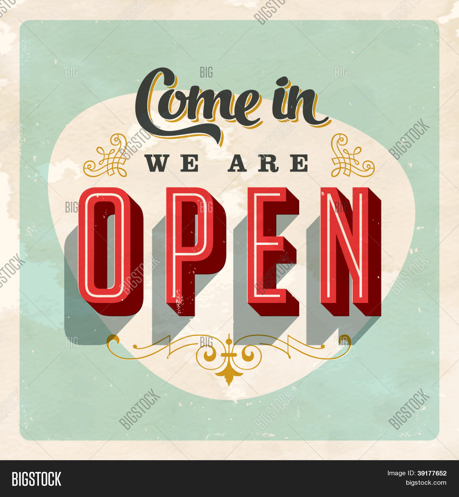 Vintage Store Sign - Open Sign - Vector & Photo | Bigstock