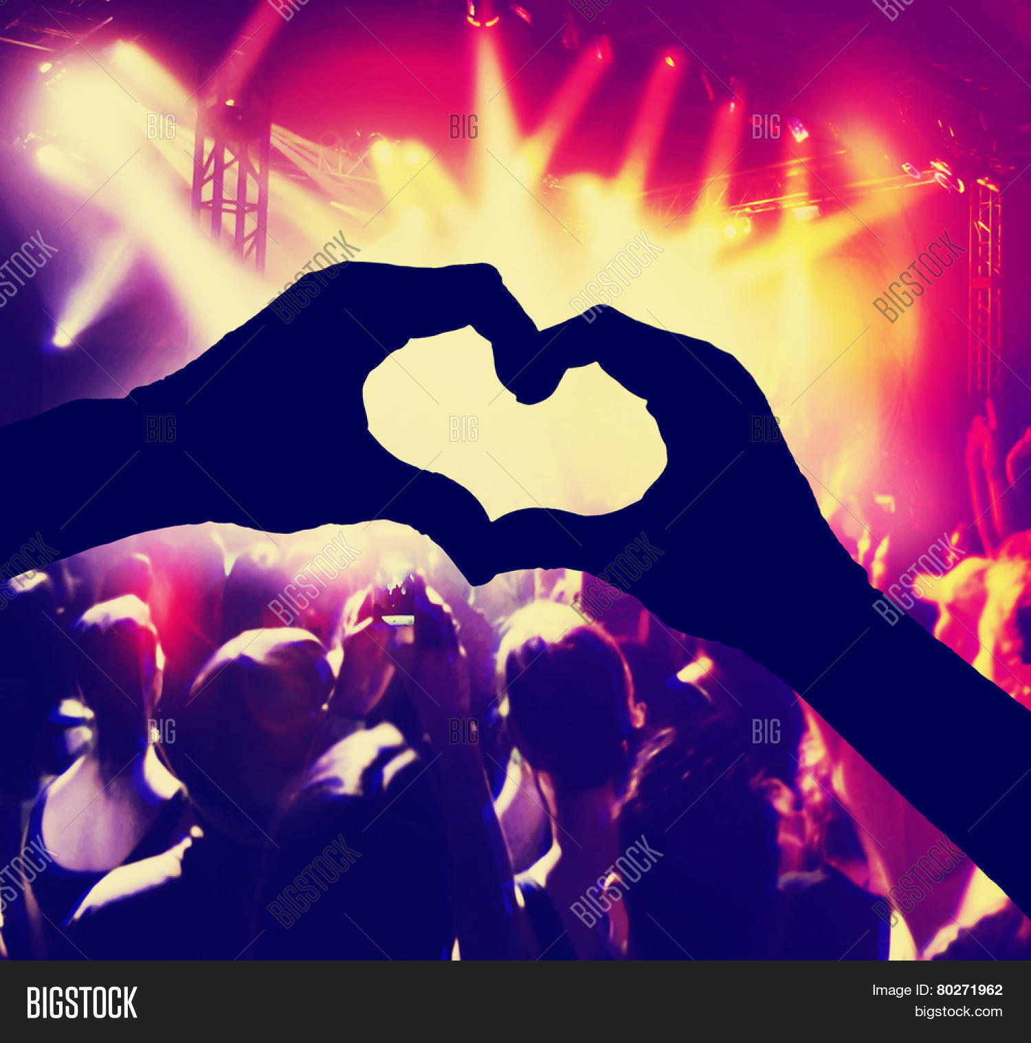 Crowd People Concert Heart Shaped Image & Photo | Bigstock
