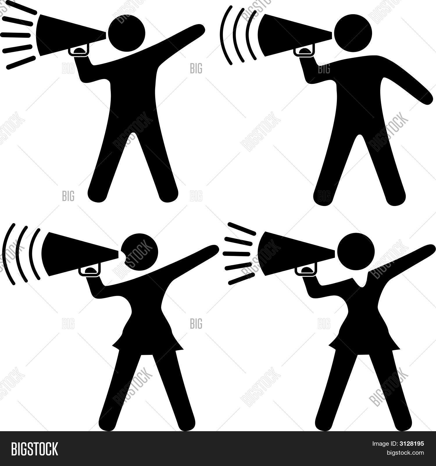 Symbol People & Cheerleader Set Shout Announcement In Megaphone.Eps ...