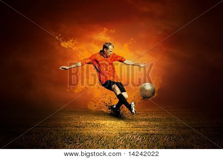 Football Player On Field Fire Image & Photo | Bigstock