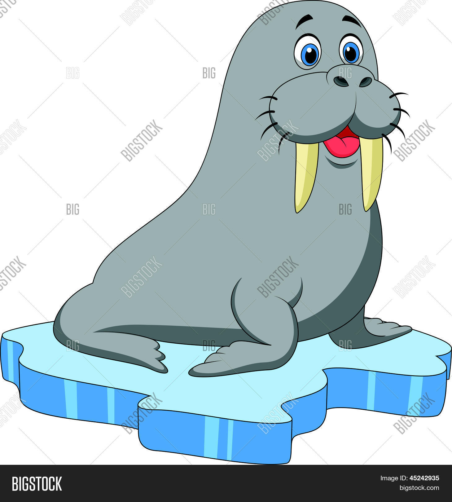 Cute Walrus Cartoon On Ice Vector & Photo | Bigstock