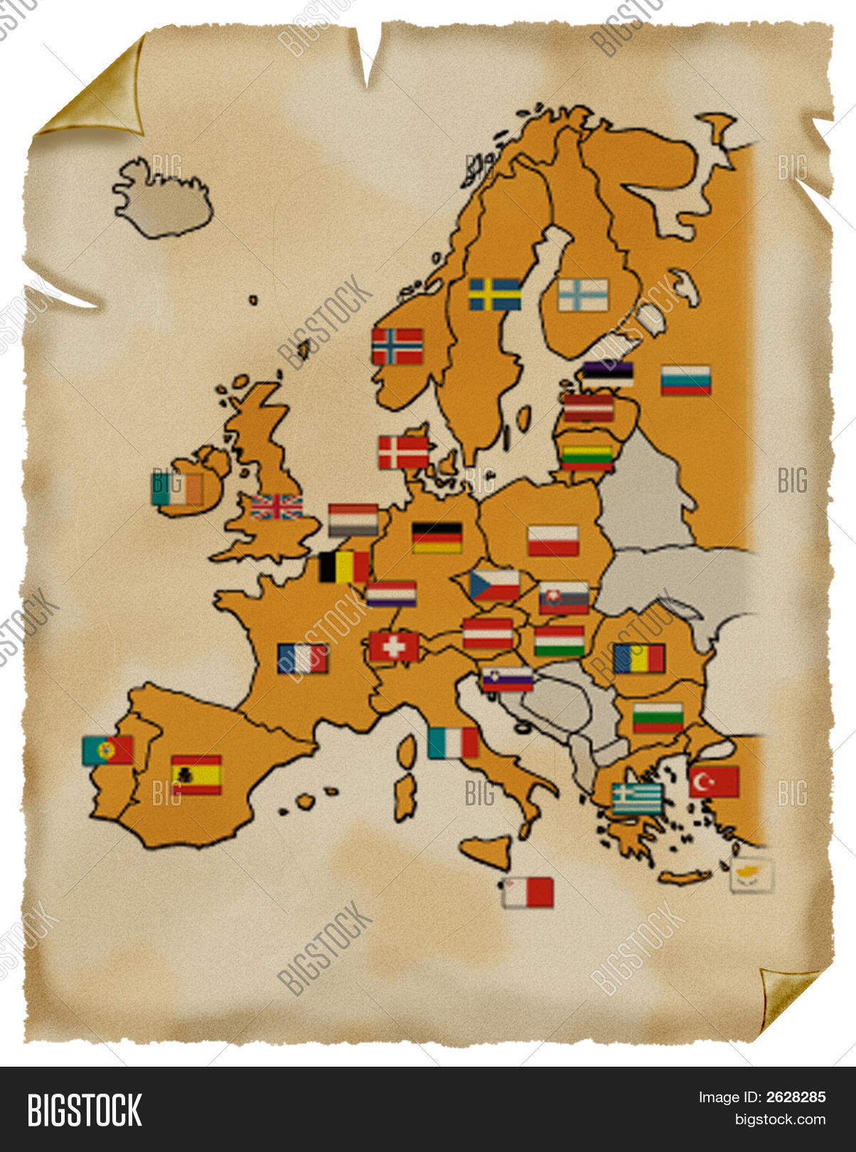 Old Map Europe. Parchment Image & Photo | Bigstock