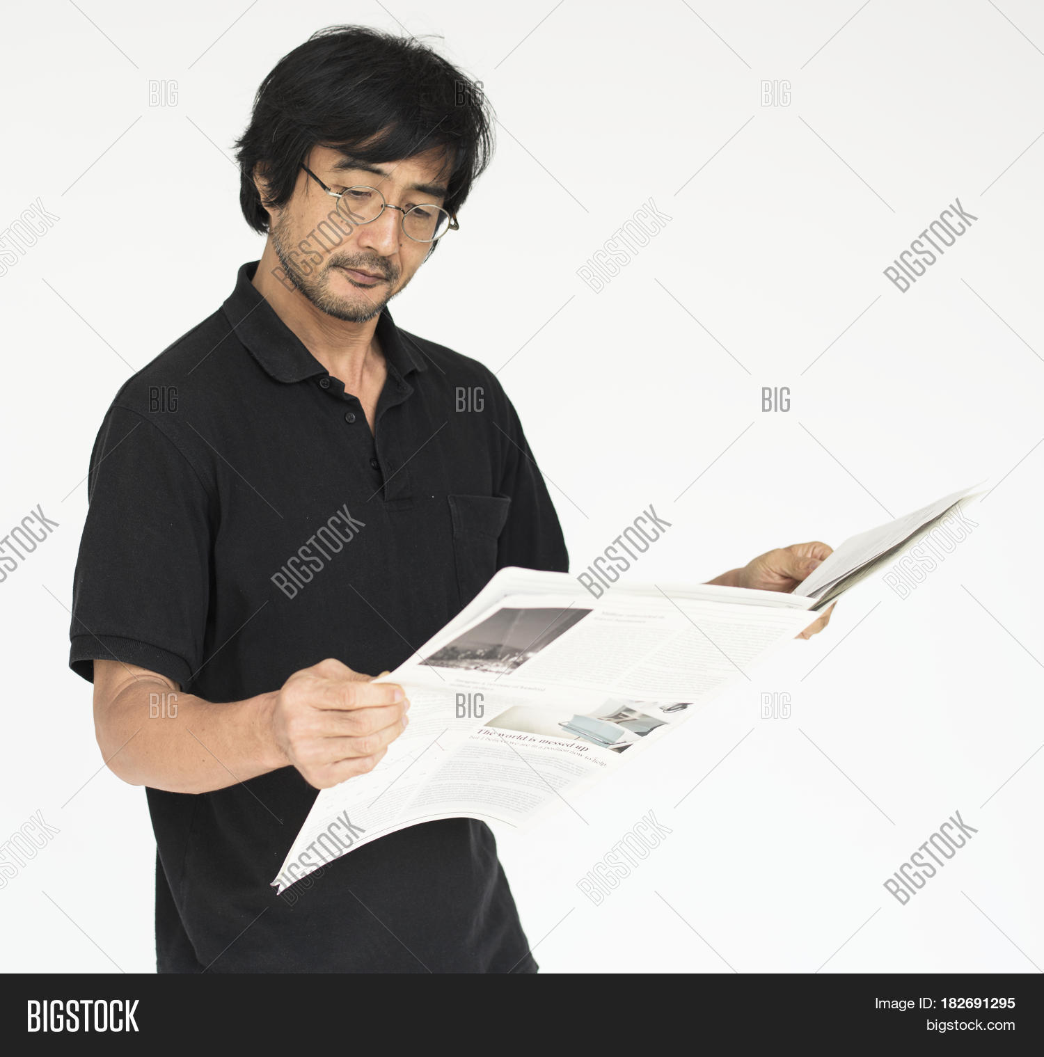 Asian Man Reading News Paper Image & Photo | Bigstock