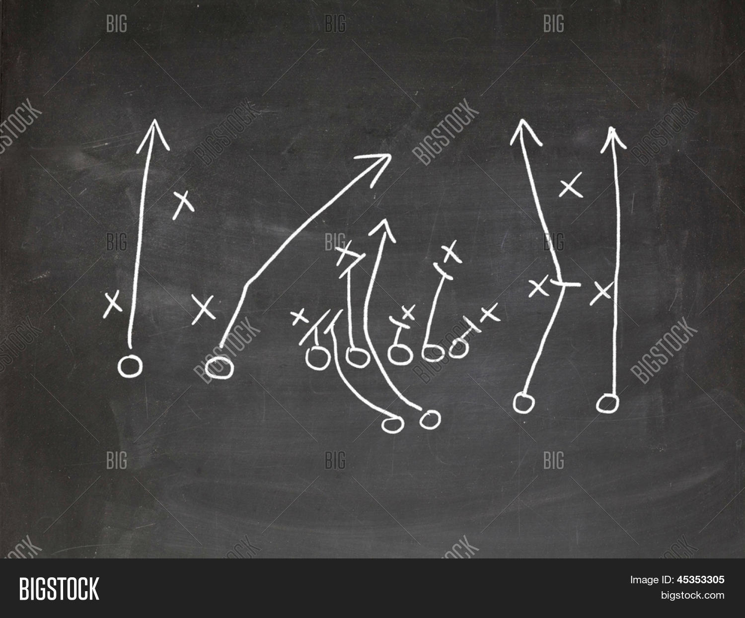Football play strategy drawn out on a chalk board Stock Photo & Stock ...