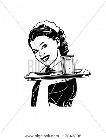 Waitress Tray - Retro Clip Art Vector & Photo | Bigstock