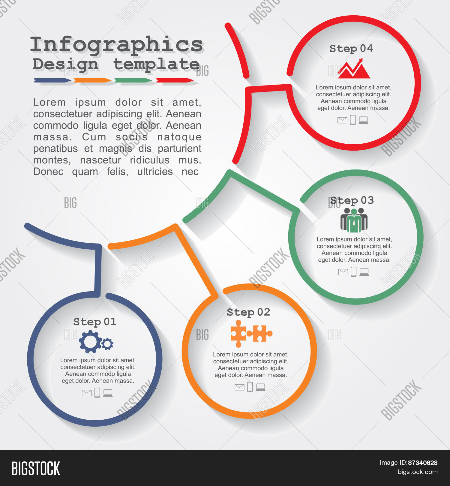 Infographic report template with lines and icons. Vector Stock Vector ...