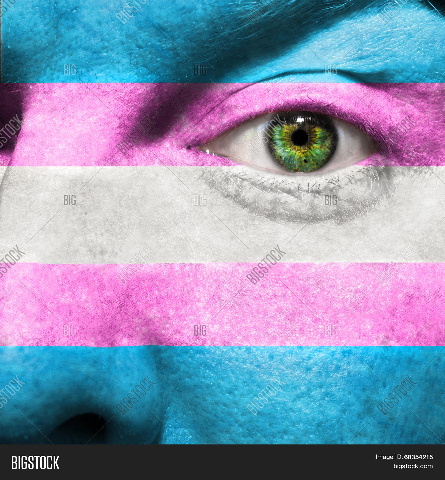 Transgender Flag Painted On Face Image & Photo | Bigstock
