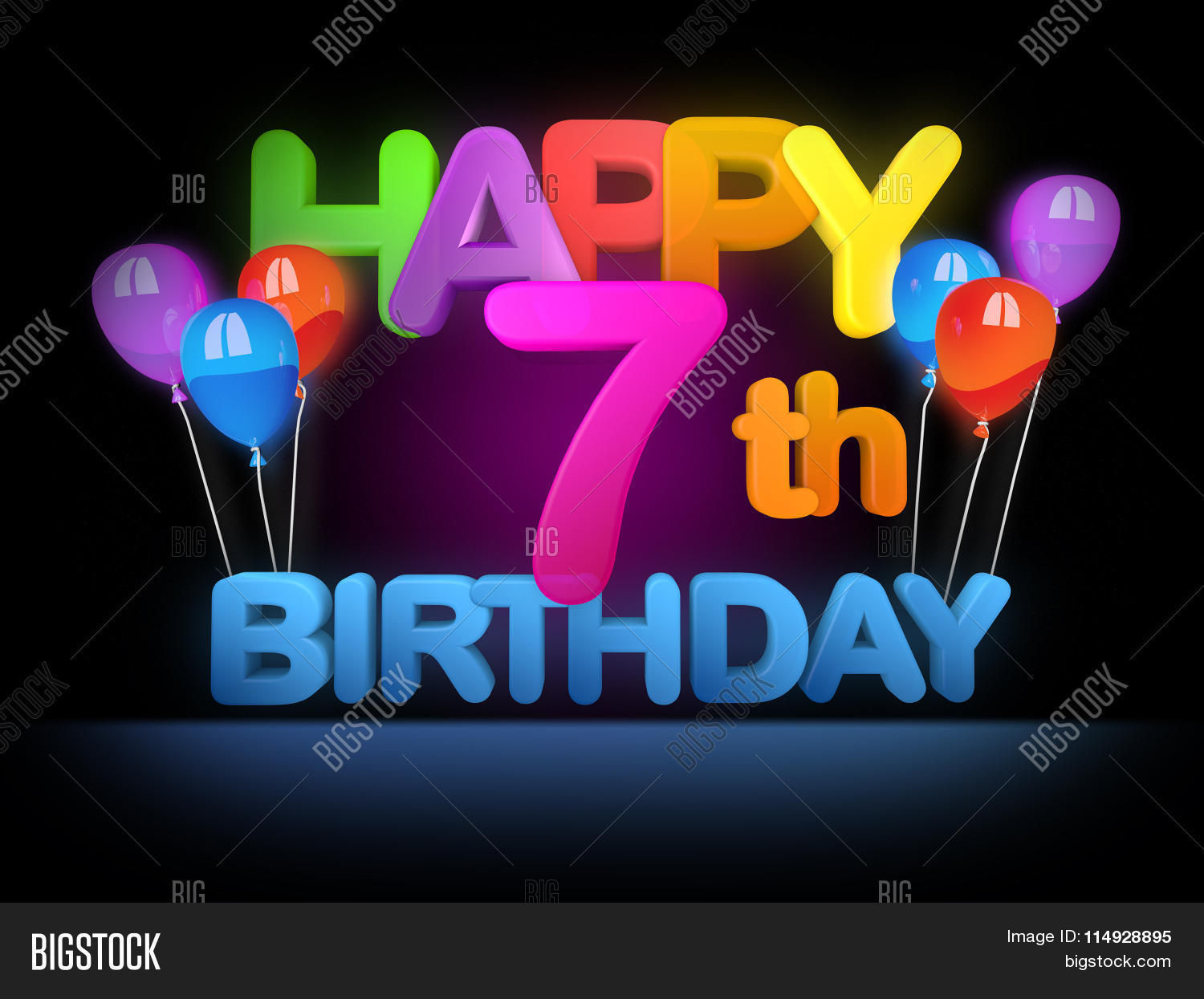 Happy 7Th Birthday Title Dark Stock Photo & Stock Images | Bigstock