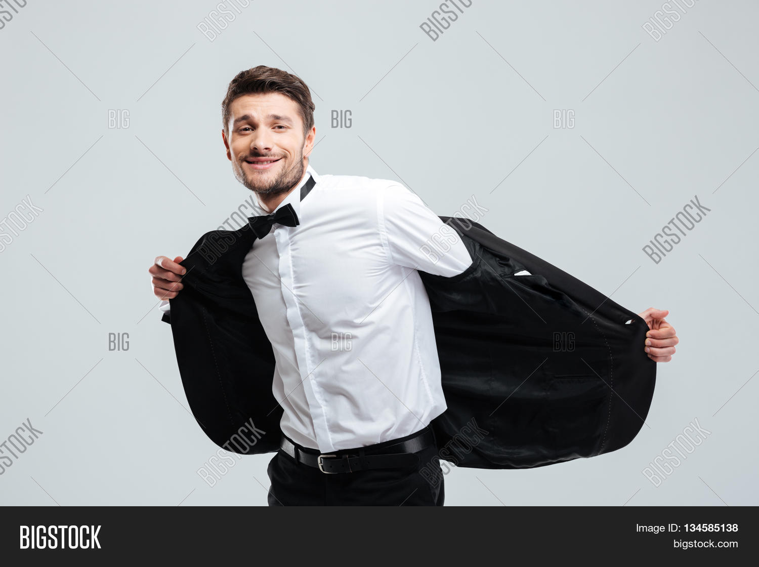 Cheerful Young Man Tuxedo Standing Image & Photo | Bigstock